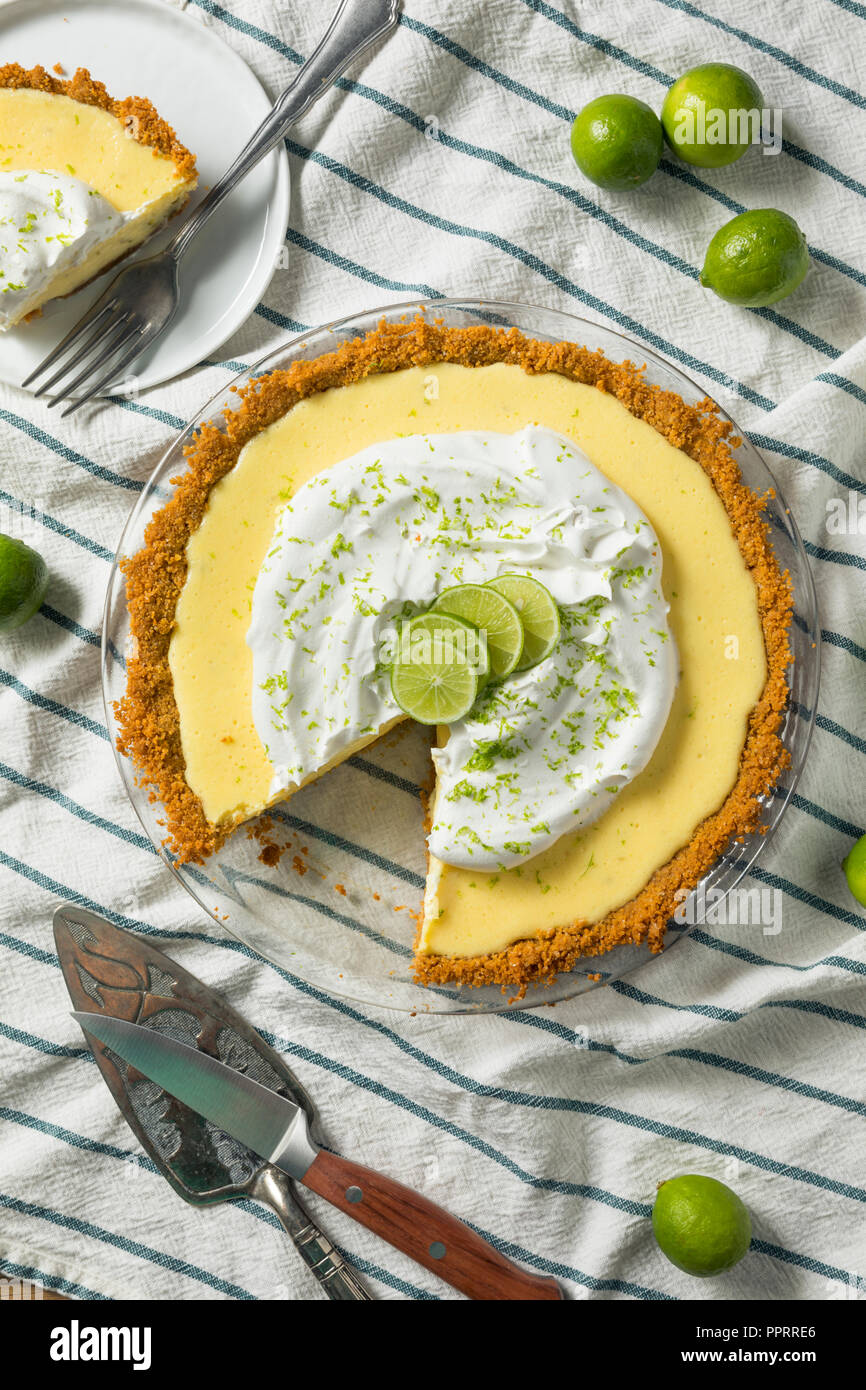 Sweet Homemade Key Lime Pie with Zest and Cream Stock Photo - Alamy