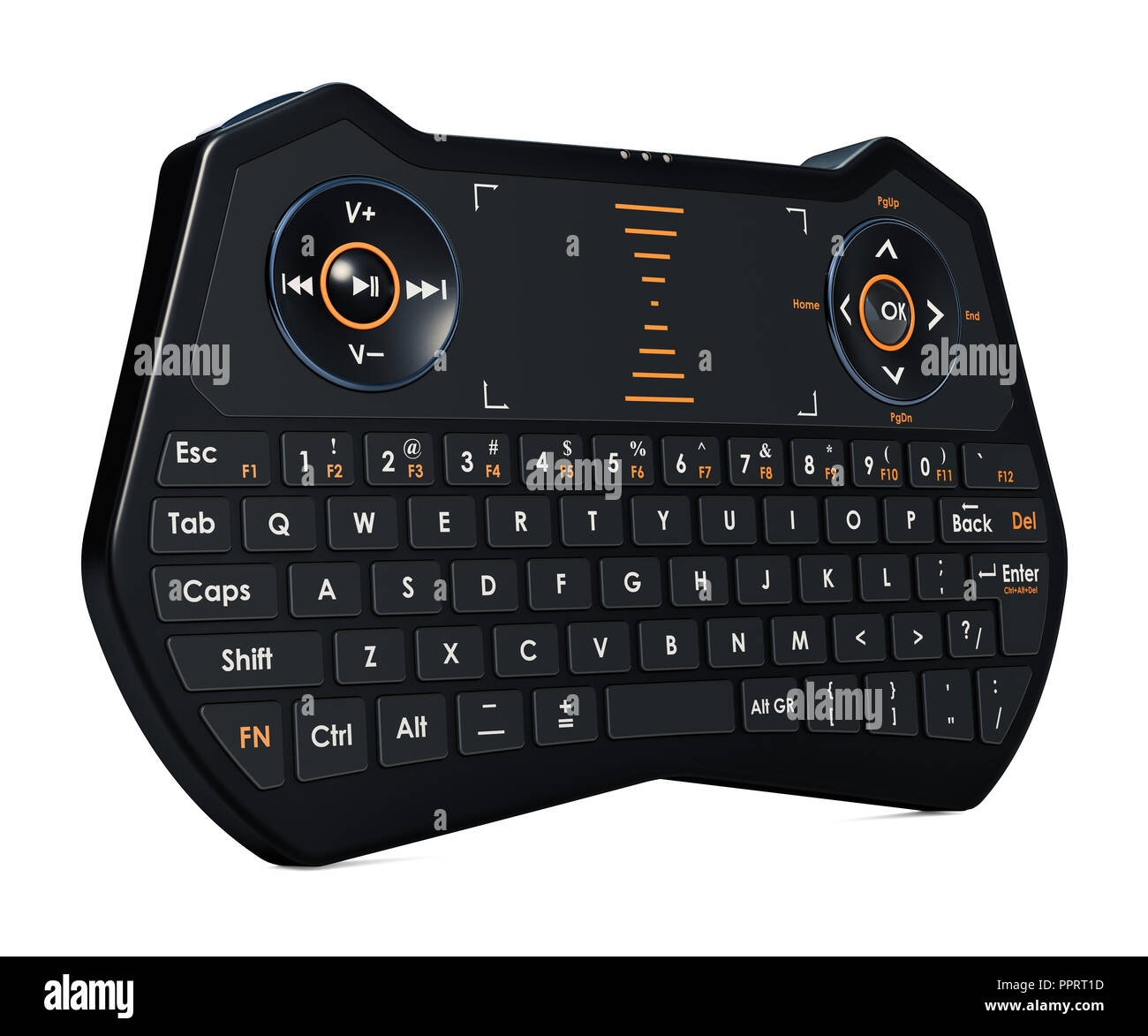 Mini Wireless Bluetooth Keyboard closeup, 3D rendering isolated on ...