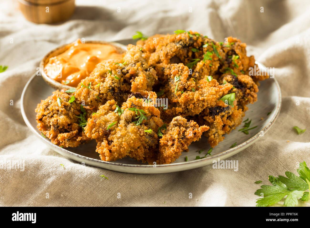 Homemade Deep Fried Chicken Livers with Spicy Mayo Stock Photo - Alamy