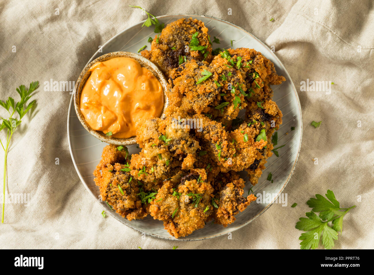 Homemade Deep Fried Chicken Livers with Spicy Mayo Stock Photo - Alamy