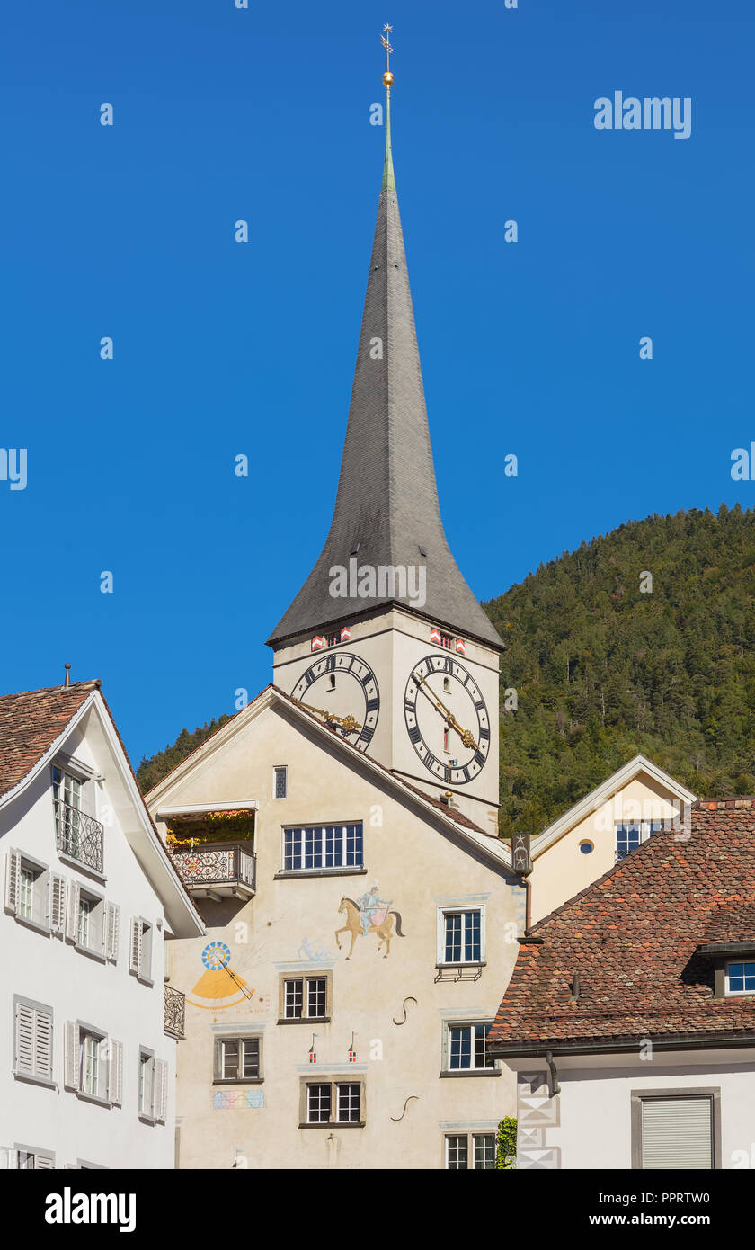 Chur, Switzerland - September 27, 2018: buildings of the historic part ...
