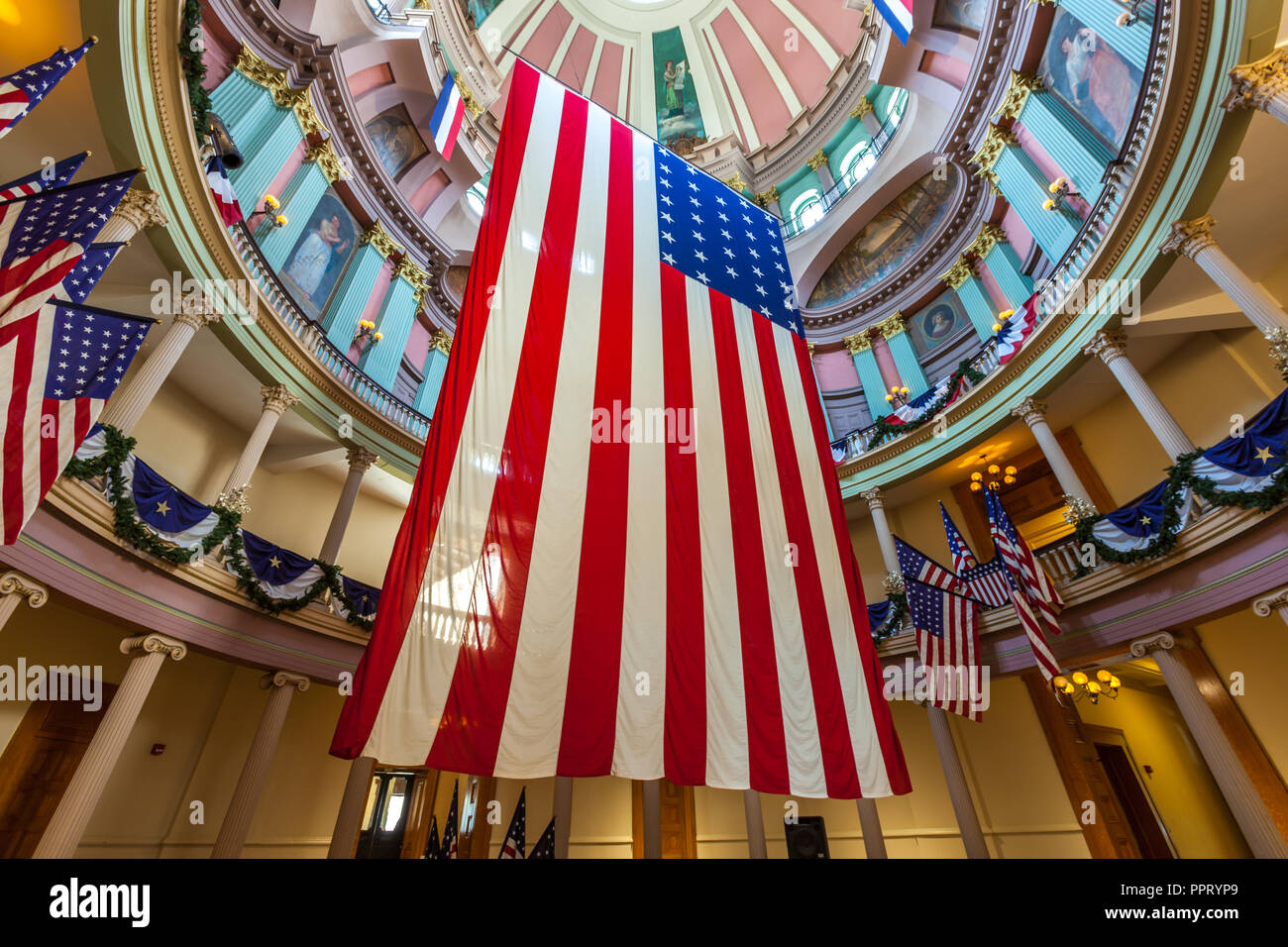 ST. LOUIS, MO, USA - JULY 9, 2018 - Replica of the Garrison flag ...