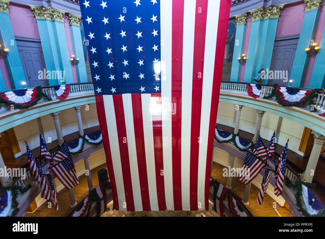 ST. LOUIS, MO, USA - JULY 9, 2018 - Replica of the Garrison flag ...