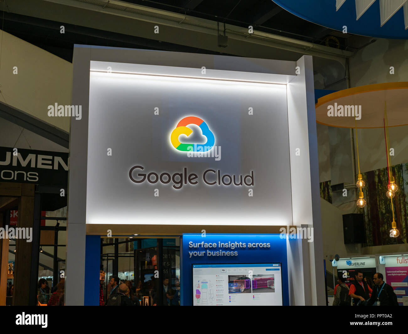 Google Cloud light up sign at Salesforce Dreamforce conference Stock ...