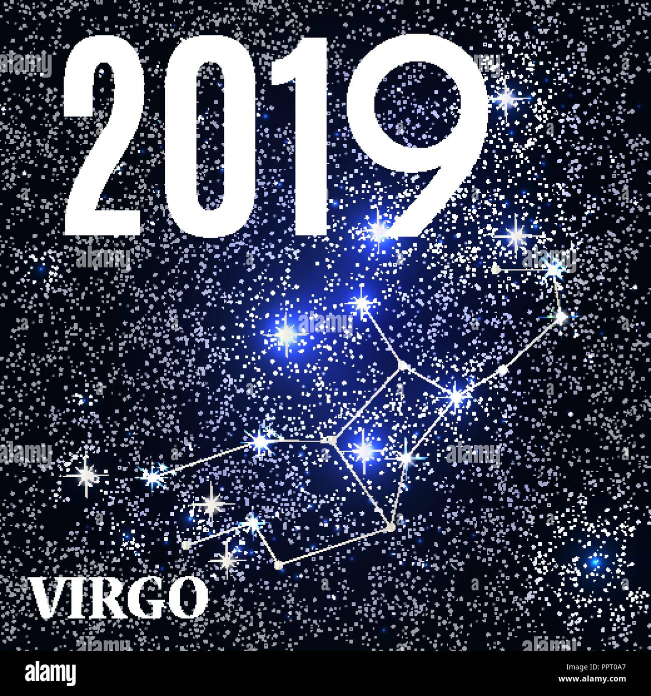 Symbol: Virgo Zodiac Sign with the New Year and Christmas 2019. Vector ...