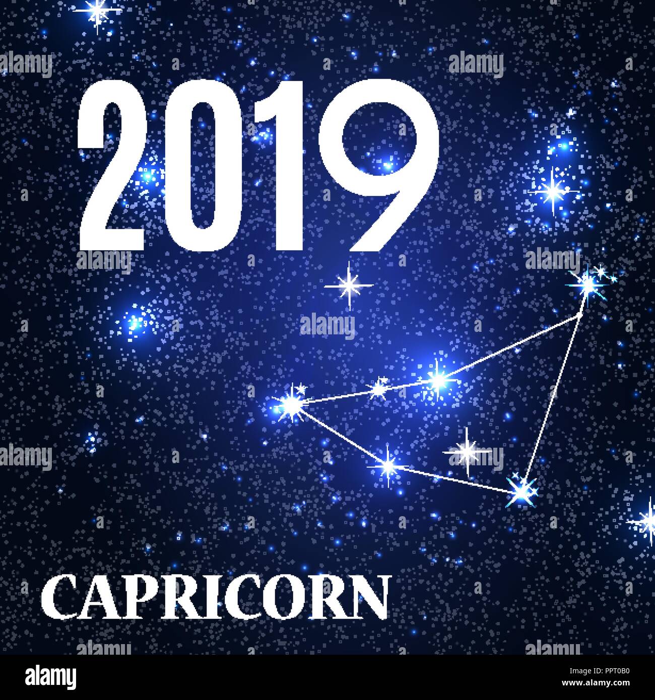 Symbol: Capricorn Zodiac Sign with the New Year and Christmas 2019 ...