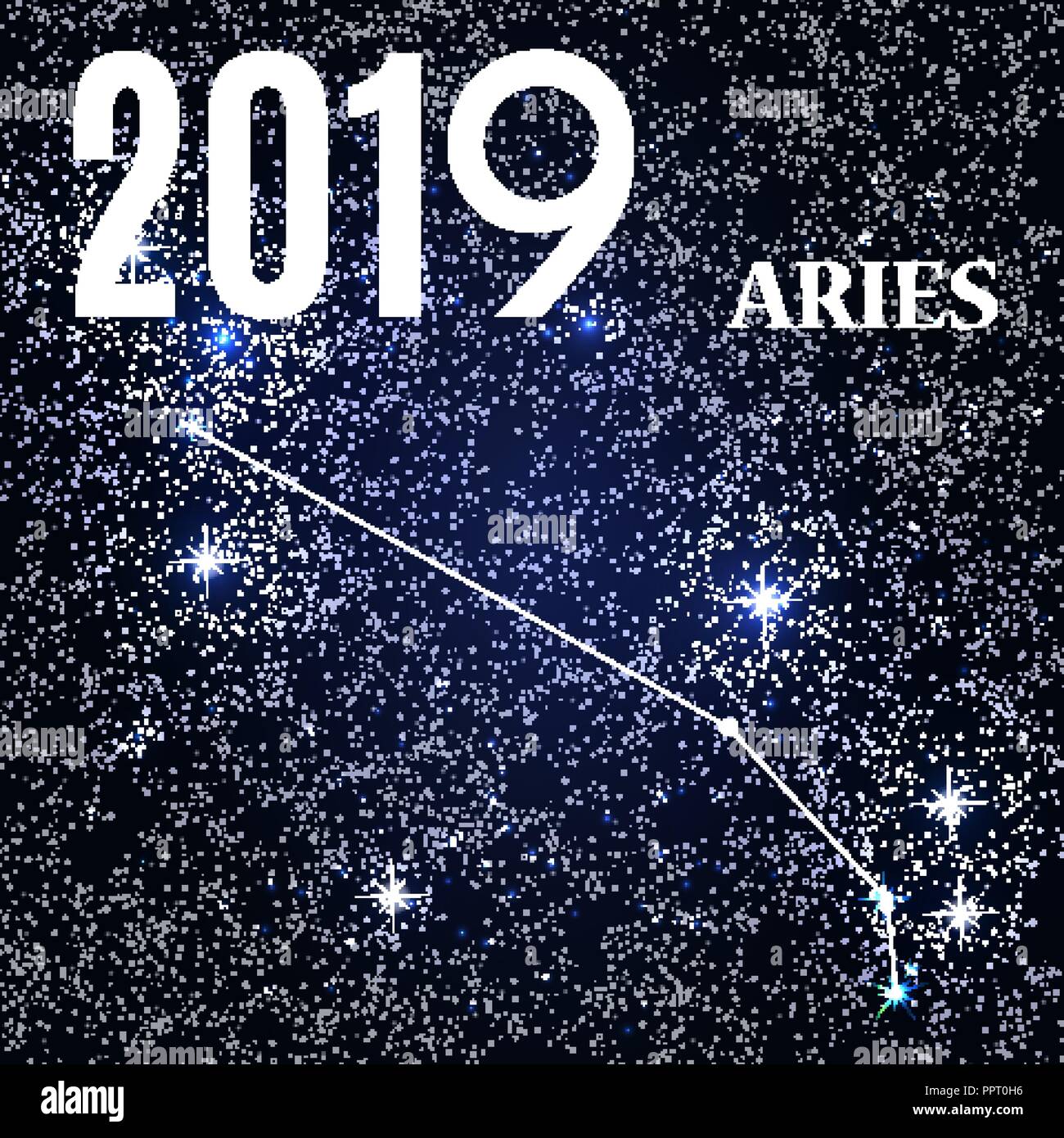 Symbol: Aries Zodiac Sign with the New Year and Christmas 2019. Vector ...