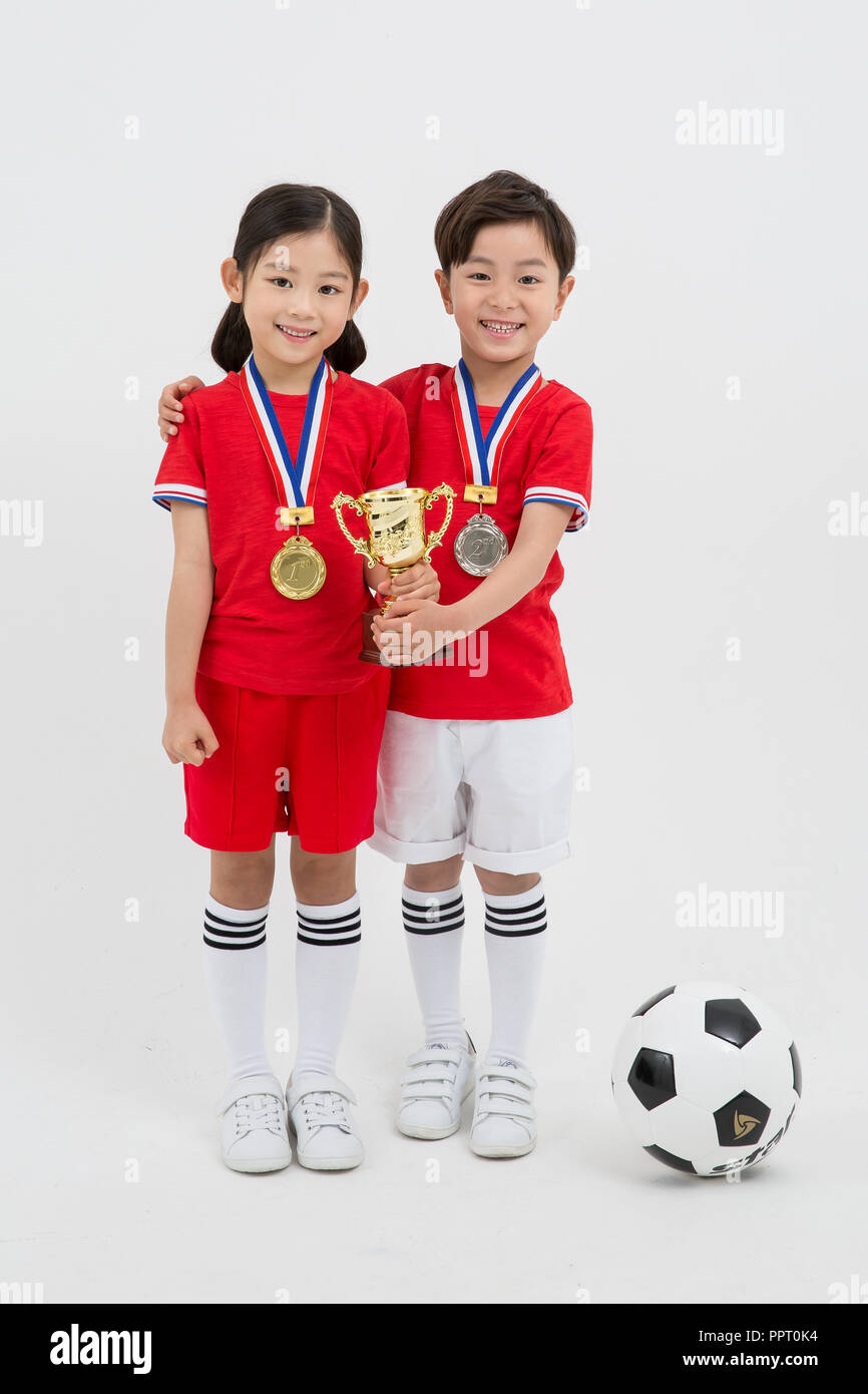 Children education. little soccer players in white background 226 Stock ...