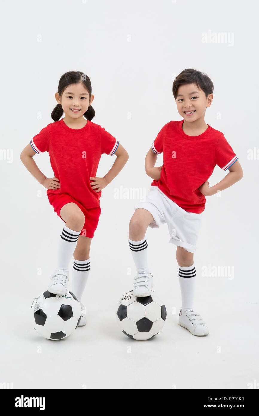 Children education. little soccer players in white background 215 Stock ...