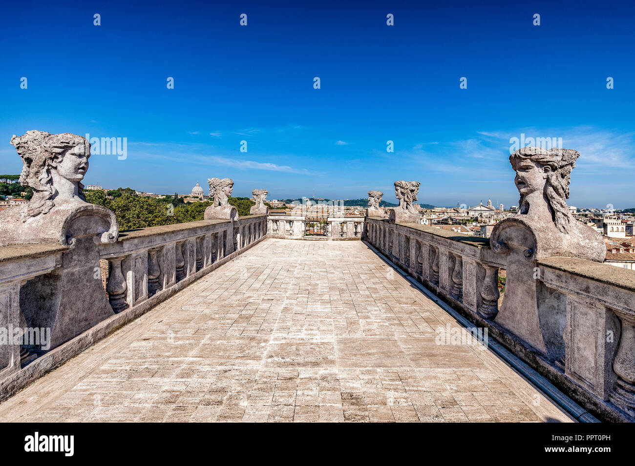 The "Altana" of Borromini, a terrace with disturbing two-faced herms ...