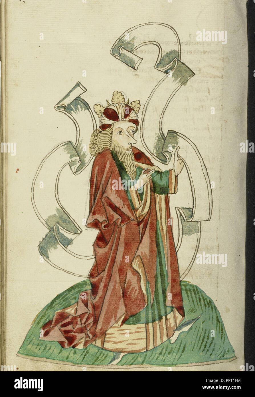 King Avenir with a large, empty speech scroll; Follower of Hans ...