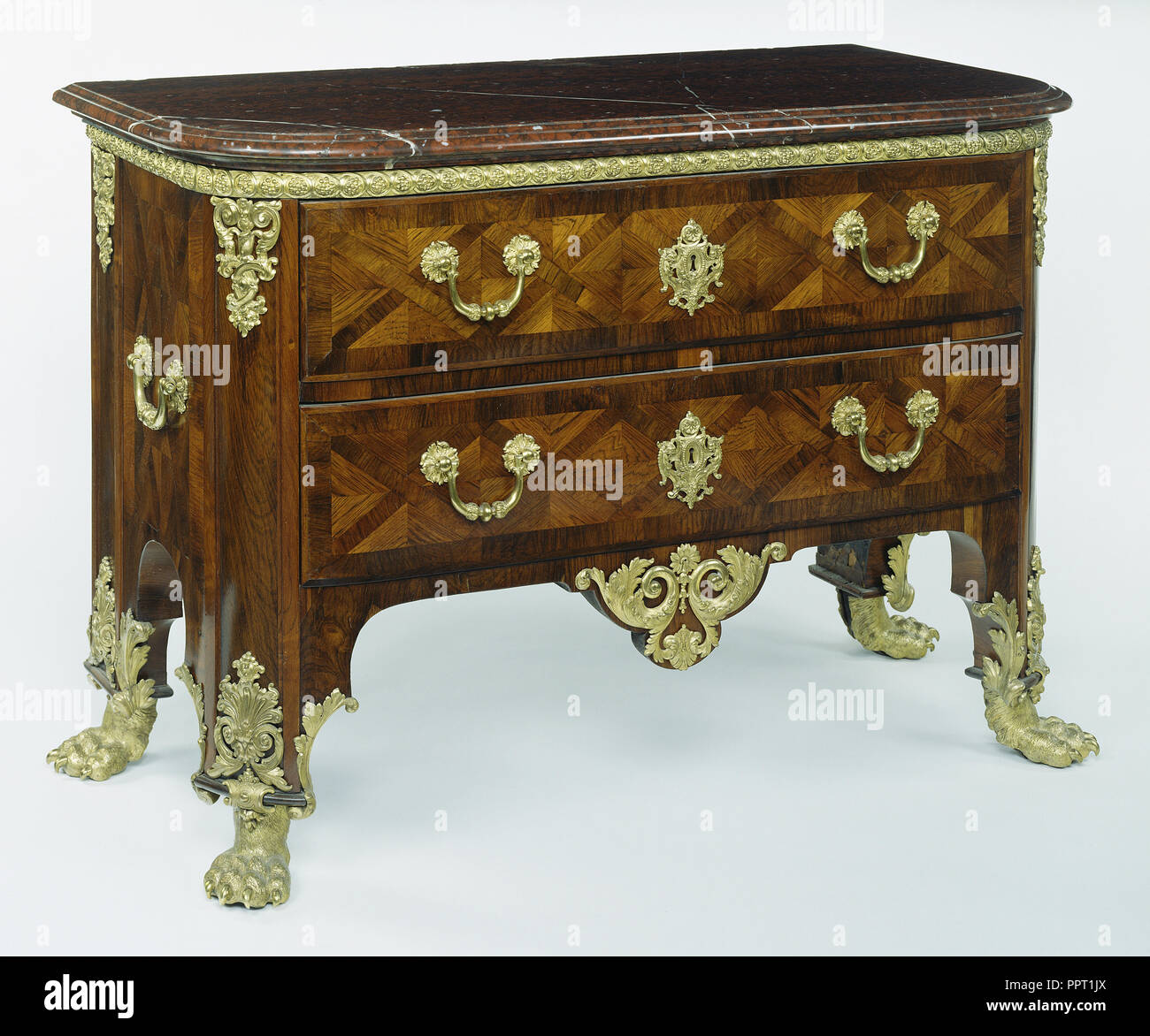 Commode; Paris, France; about 1710 - 1715; Fir and oak veneered with ...