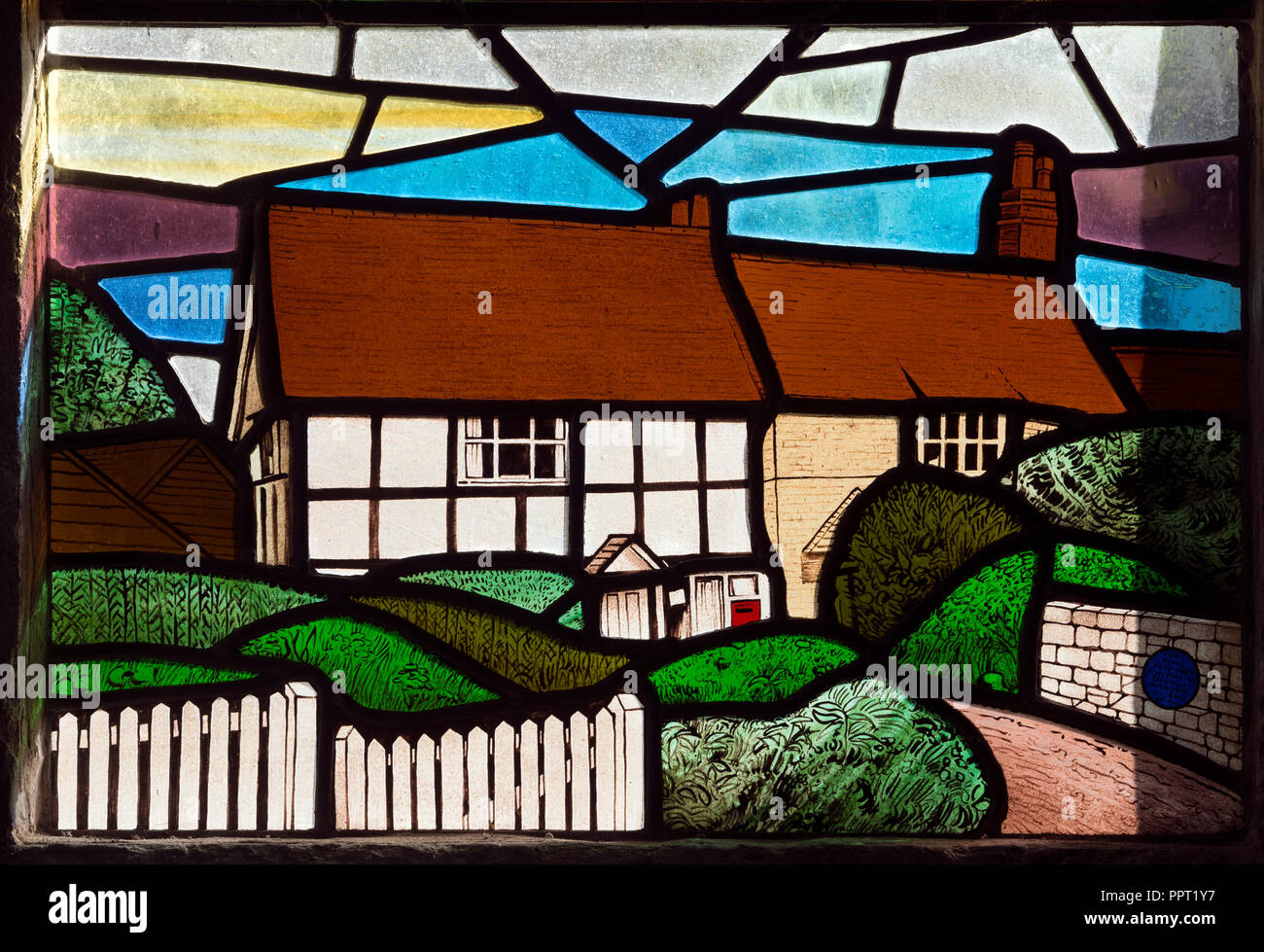 Theo King memorial window detail, St Laurence`s Church, Warborough ...
