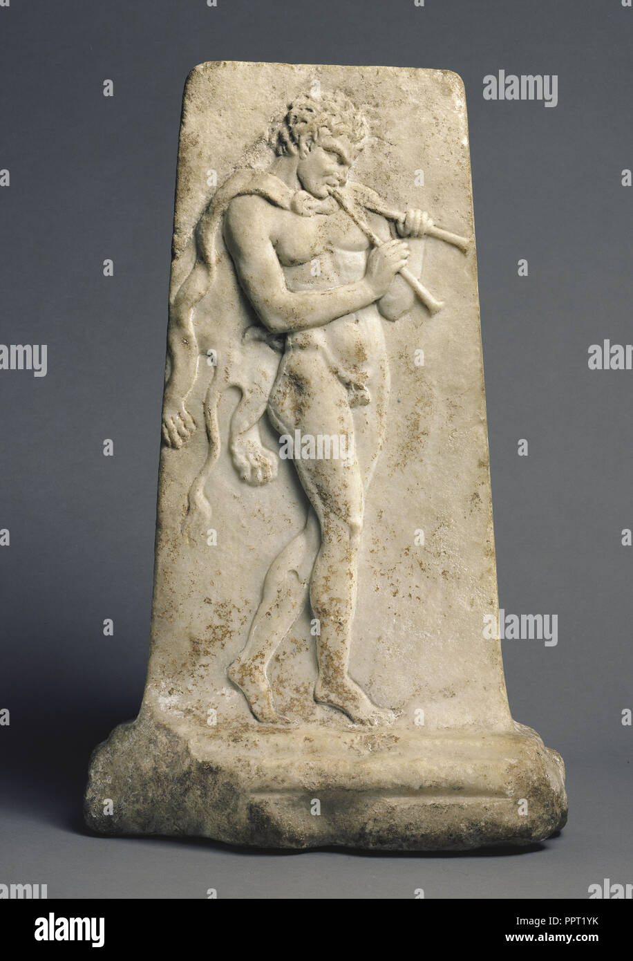 Relief with a Satyr Playing Pipes; Roman Empire; 80 B.C. - A.D. 125 ...