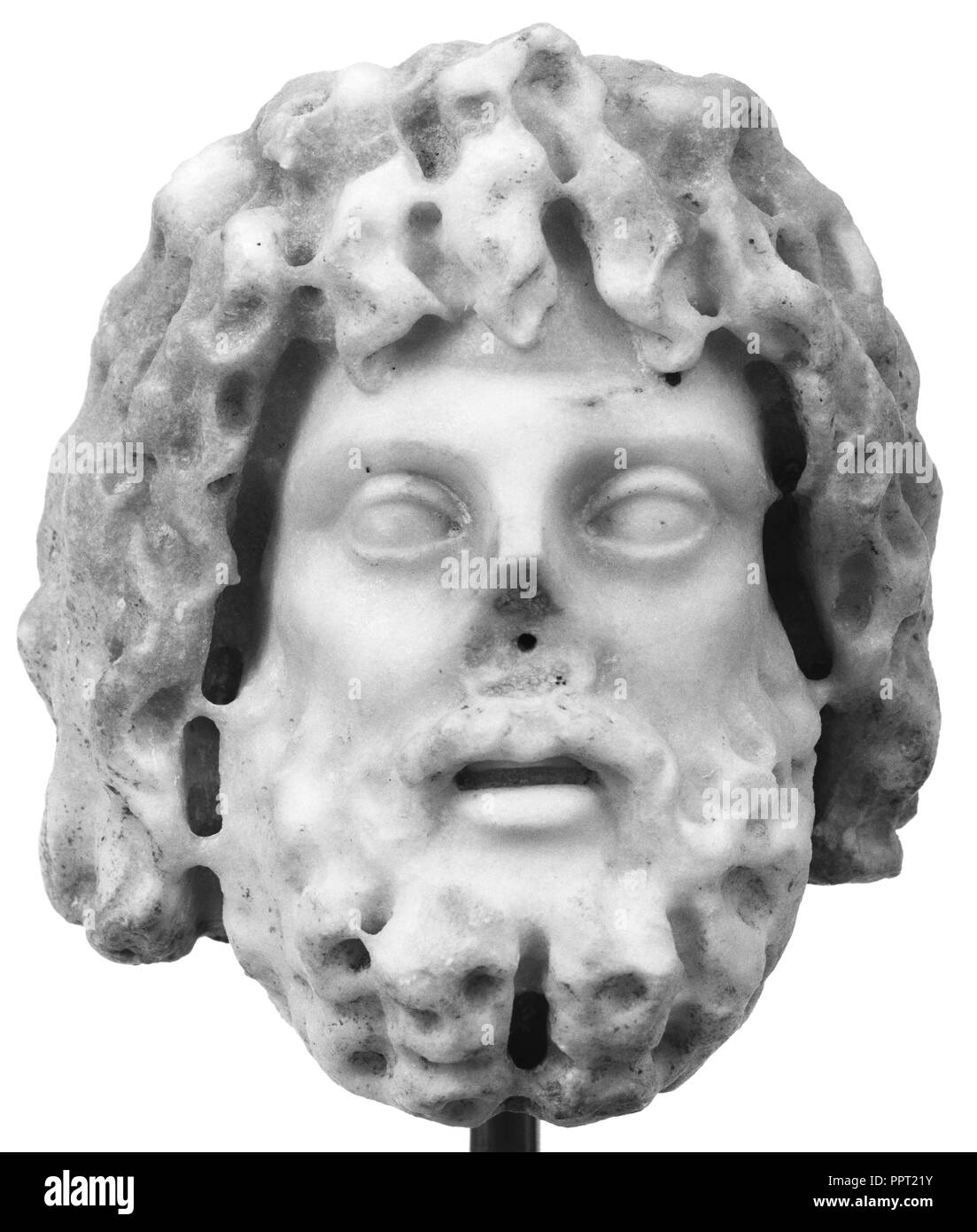 Head of a Statue of Sarapis; Roman Empire; 3rd century; Marble; 10.5 cm ...