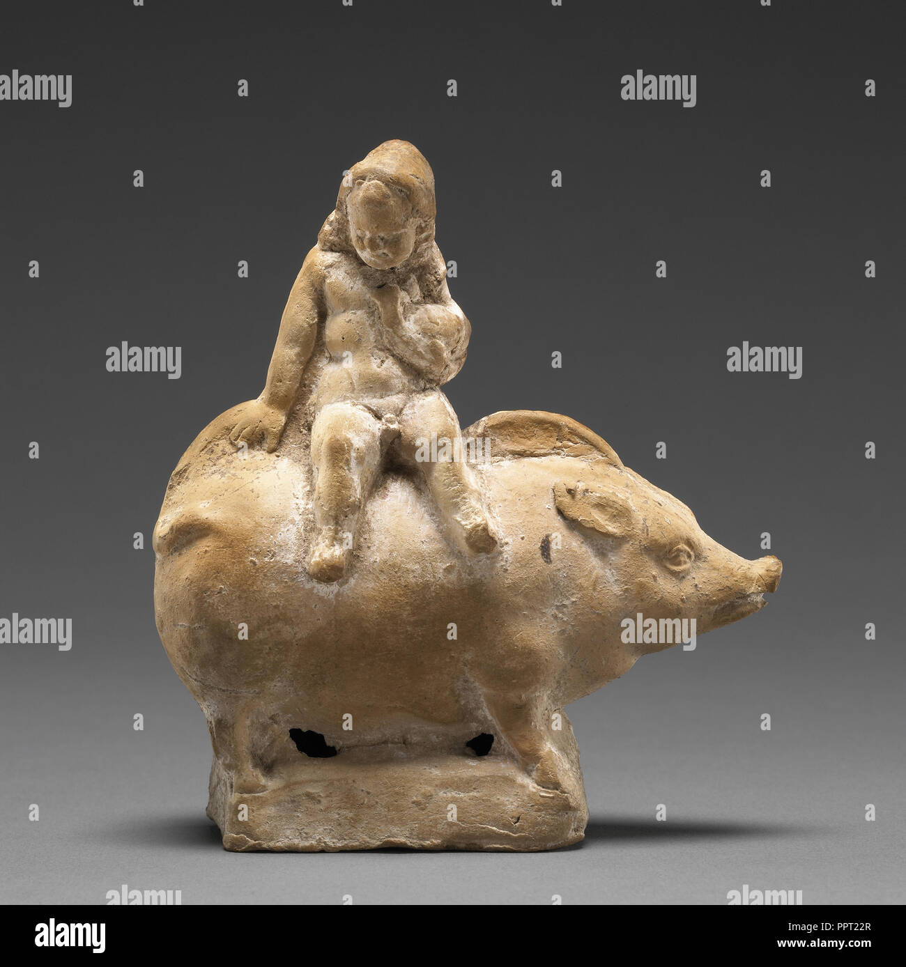 Rattle in the Shape of a Boy Sitting on a Pig; Rhodes, ?, Greece; 2nd ...