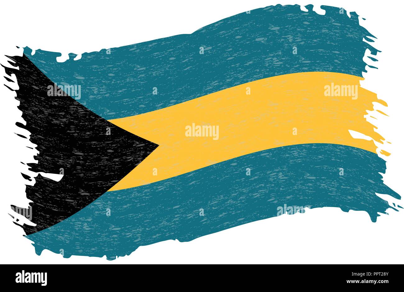 Flag of Bahamas, Grunge Abstract Brush Stroke Isolated On A White ...