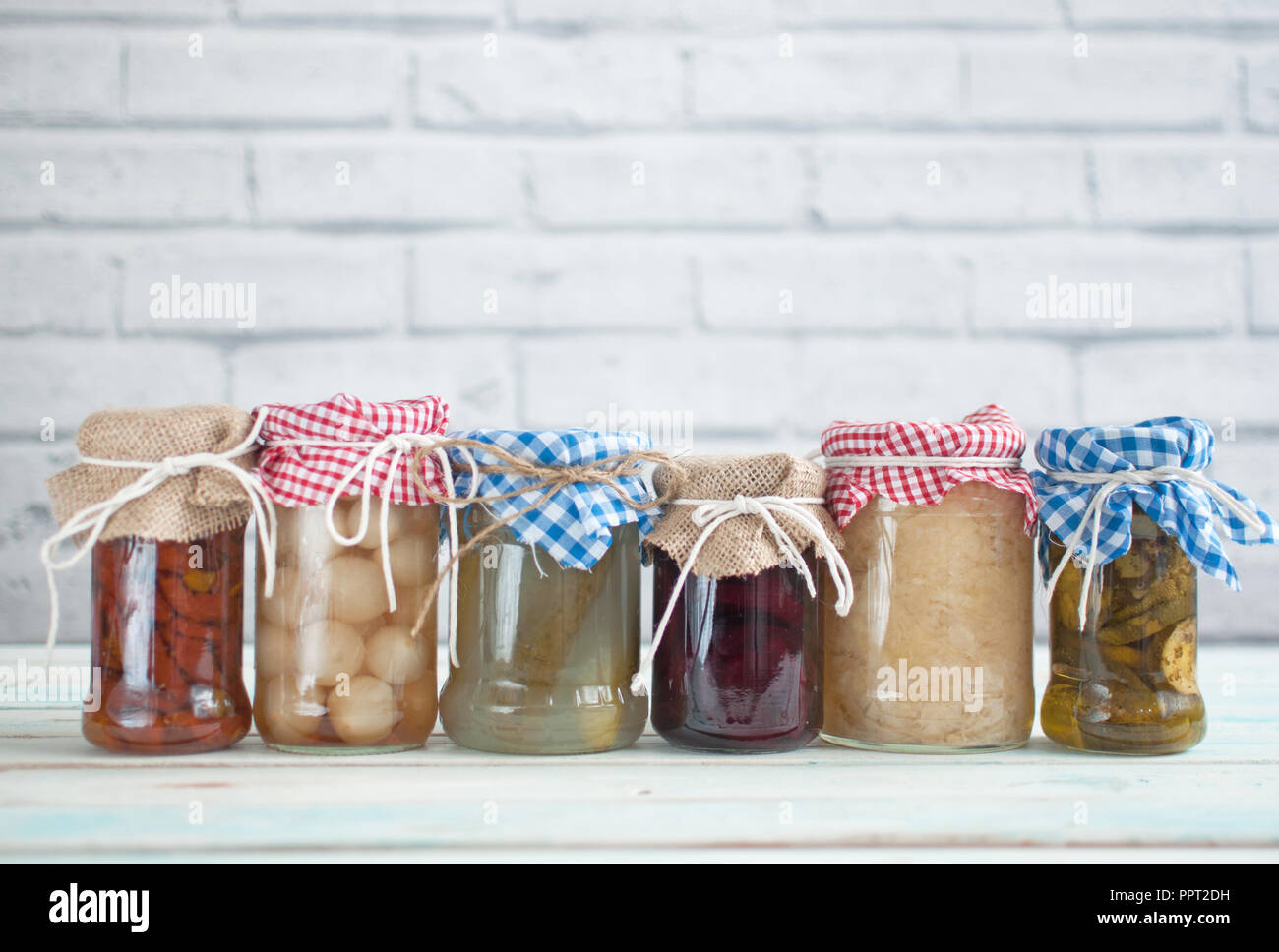 Jars with fermented food collection Stock Photo - Alamy