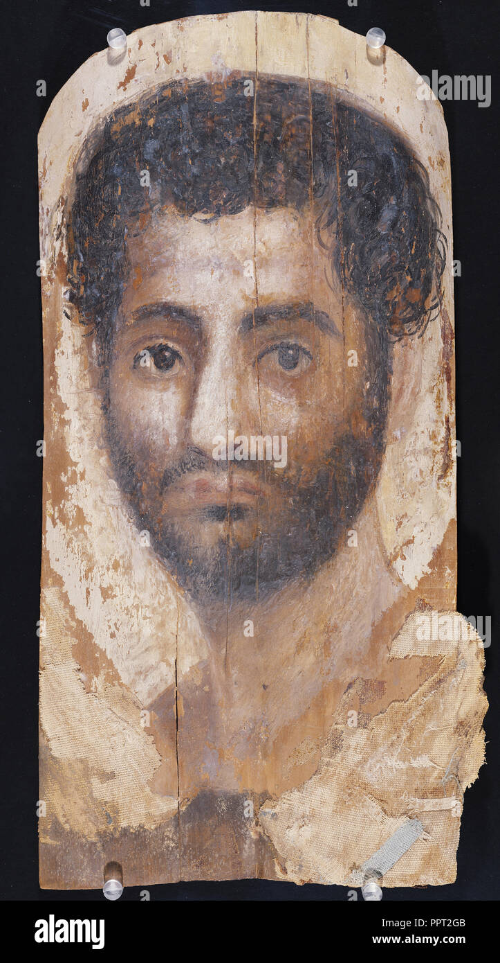 Mummy Portrait of a Bearded Man; Egypt; 140 - 160; Encaustic on wood ...