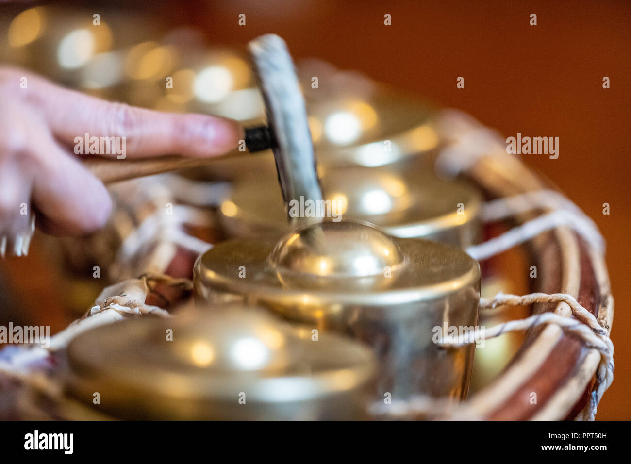 Cambodian music - Korng Thomm (Low-pitched circular frame gongs Stock ...