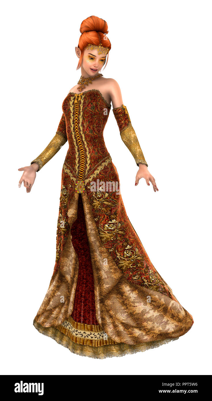 3D rendering of a beautiful princess of autumn isolated on white ...