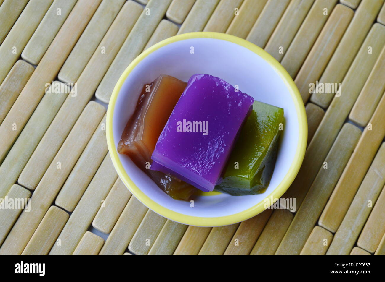 layer sweet cake Thai colorful gummy dessert on cup Stock Photo - Alamy