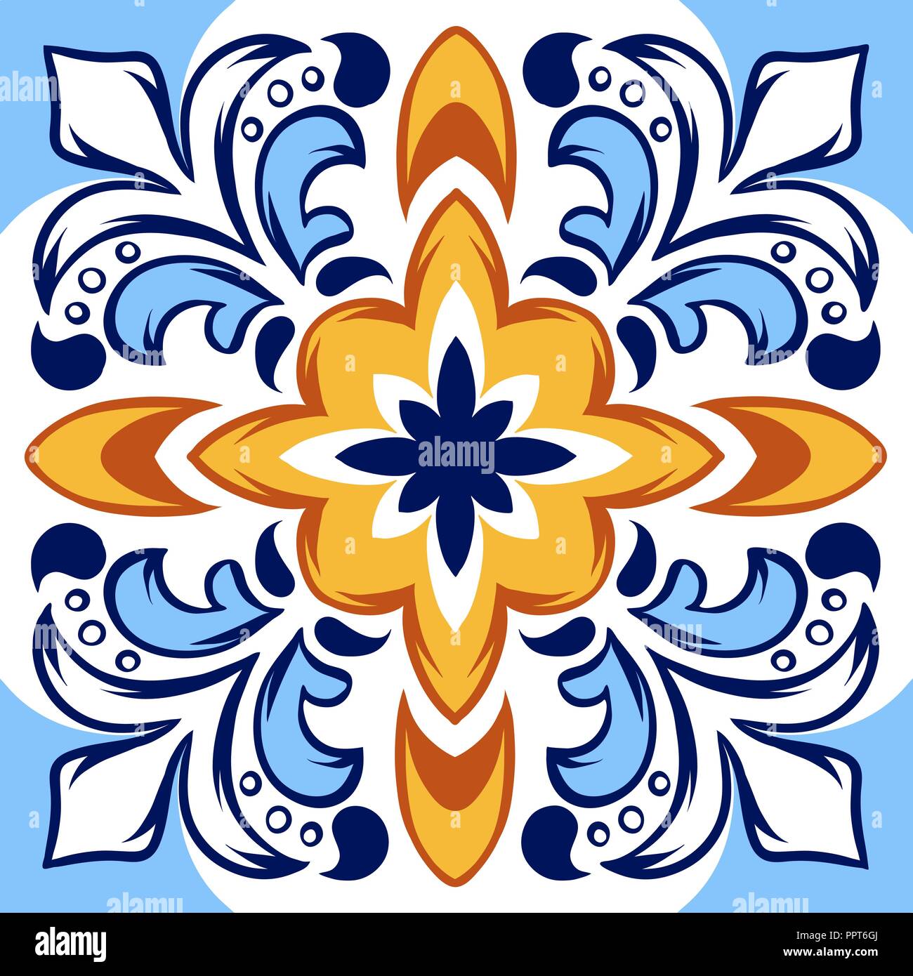 Italian ceramic tile pattern. Ethnic folk ornament Stock Vector Image ...