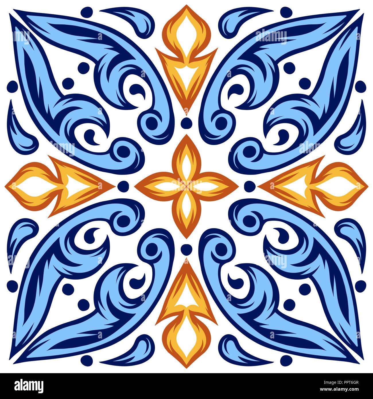 Italian ceramic tile pattern. Ethnic folk ornament Stock Vector Image ...