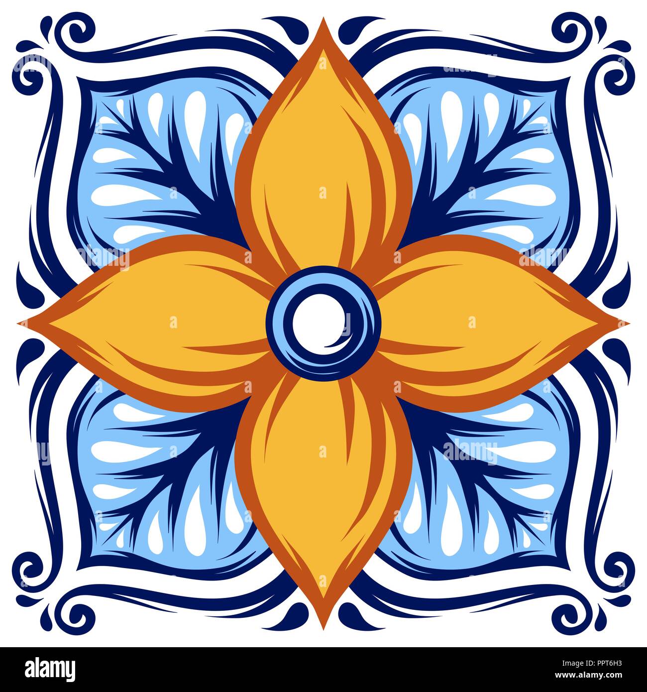 Italian ceramic tile pattern. Ethnic folk ornament Stock Vector Image ...