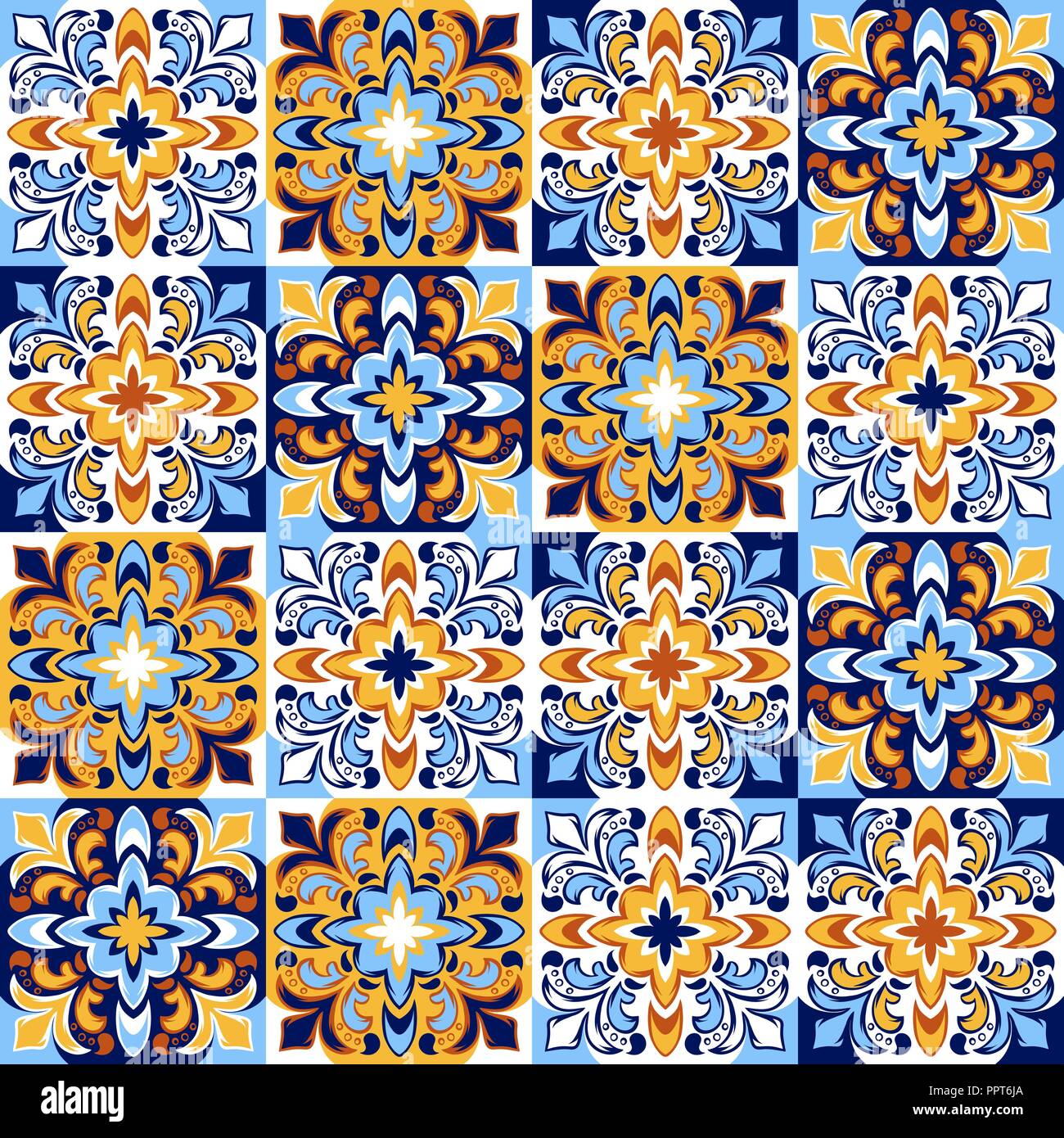 Italian ceramic tile pattern. Ethnic folk ornament Stock Vector Image ...