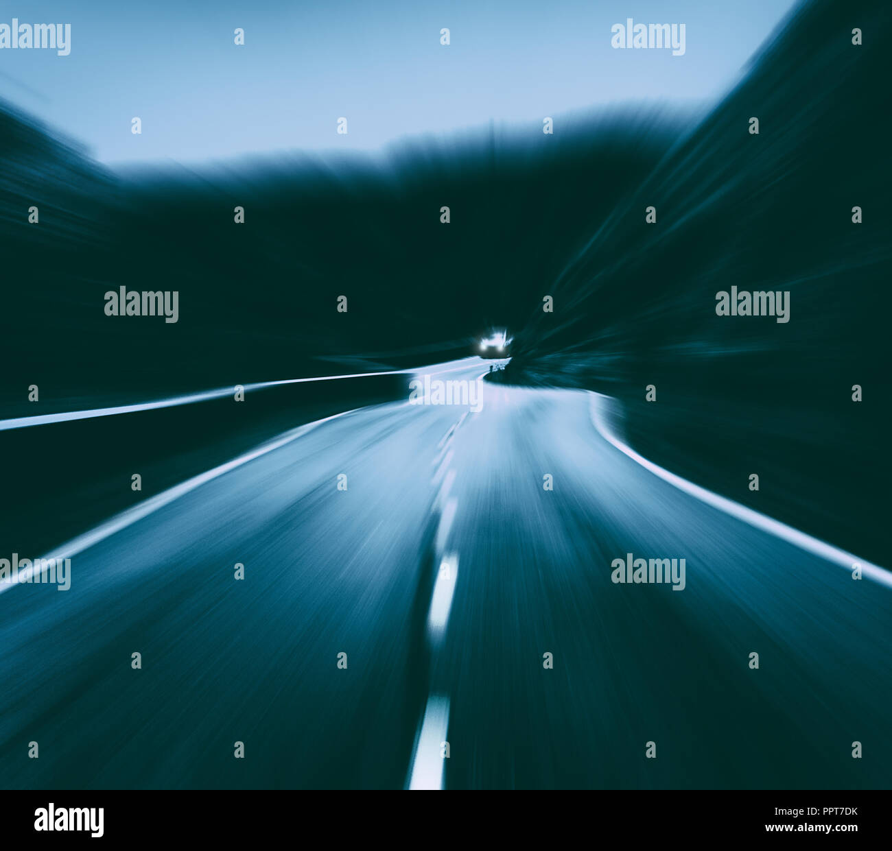 Road with speed effect. Car caution concept Stock Photo - Alamy