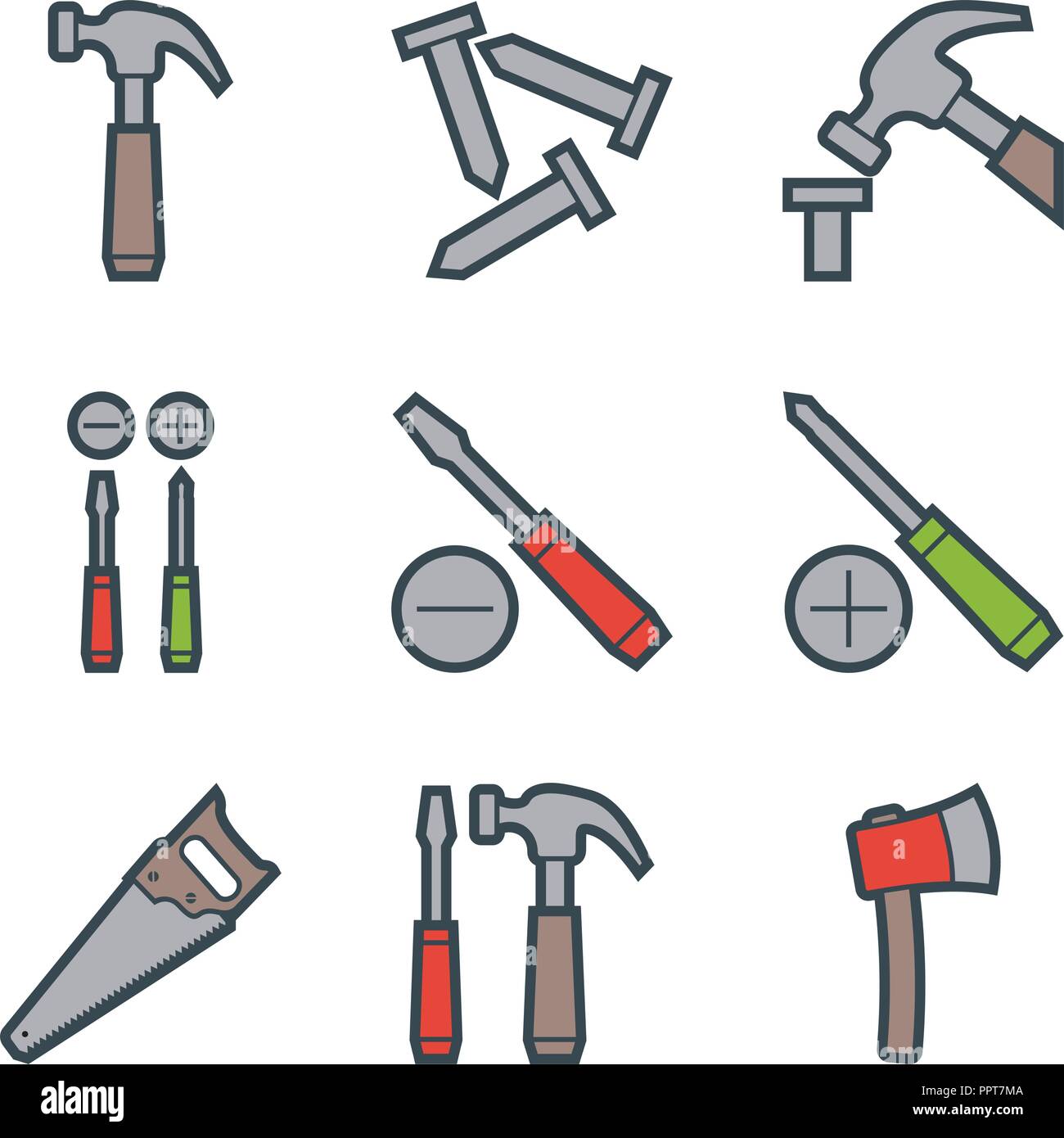 Carpentry tools background nail box Stock Vector Images - Alamy