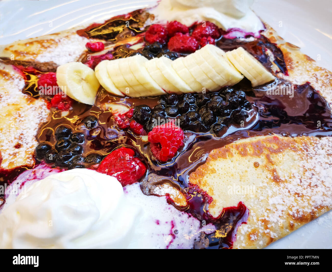 Homemade french crepe on the table Stock Photo - Alamy