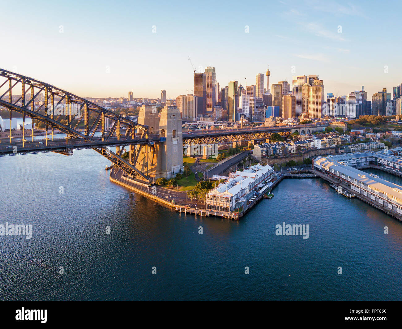 Aerial view of Sydney city skyline during sunrise Stock Photo - Alamy