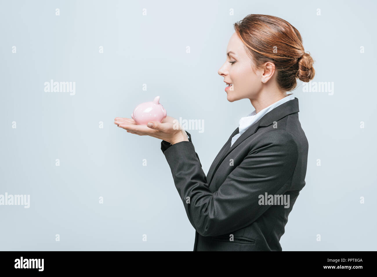 Piggy side view isolated hi-res stock photography and images - Alamy