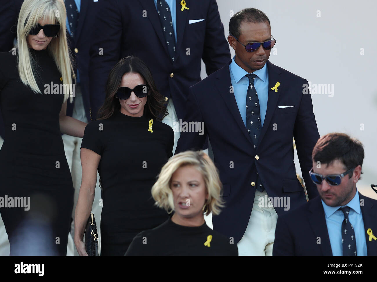 Tiger Woods and girlfriend Erica Herman during the Ryder Cup Opening ...