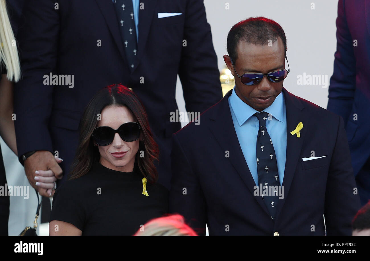 Tiger Woods and girlfriend Erica Herman during the Ryder Cup Opening ...
