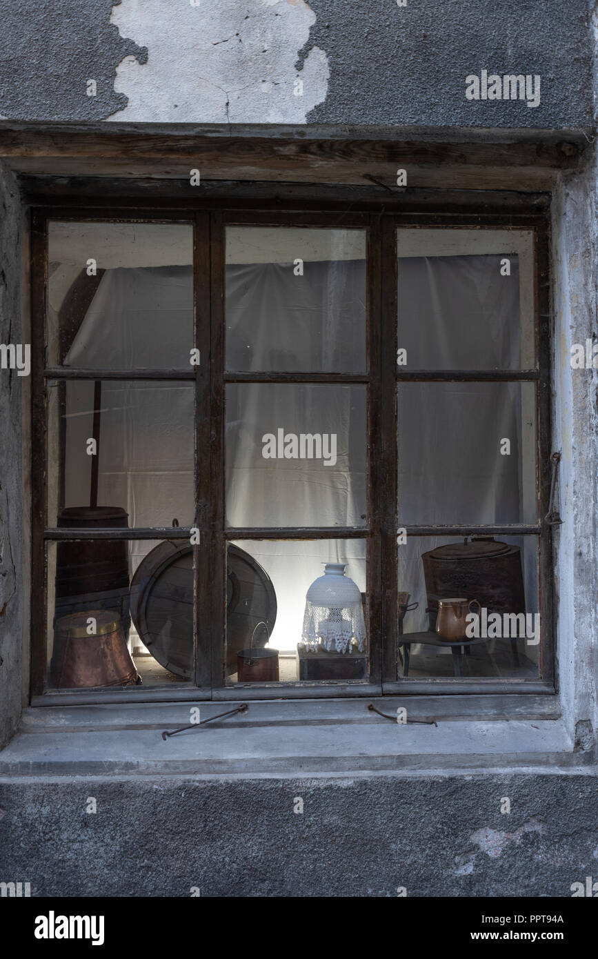 Image of a characteristic windows of an ancient village, vertical image ...