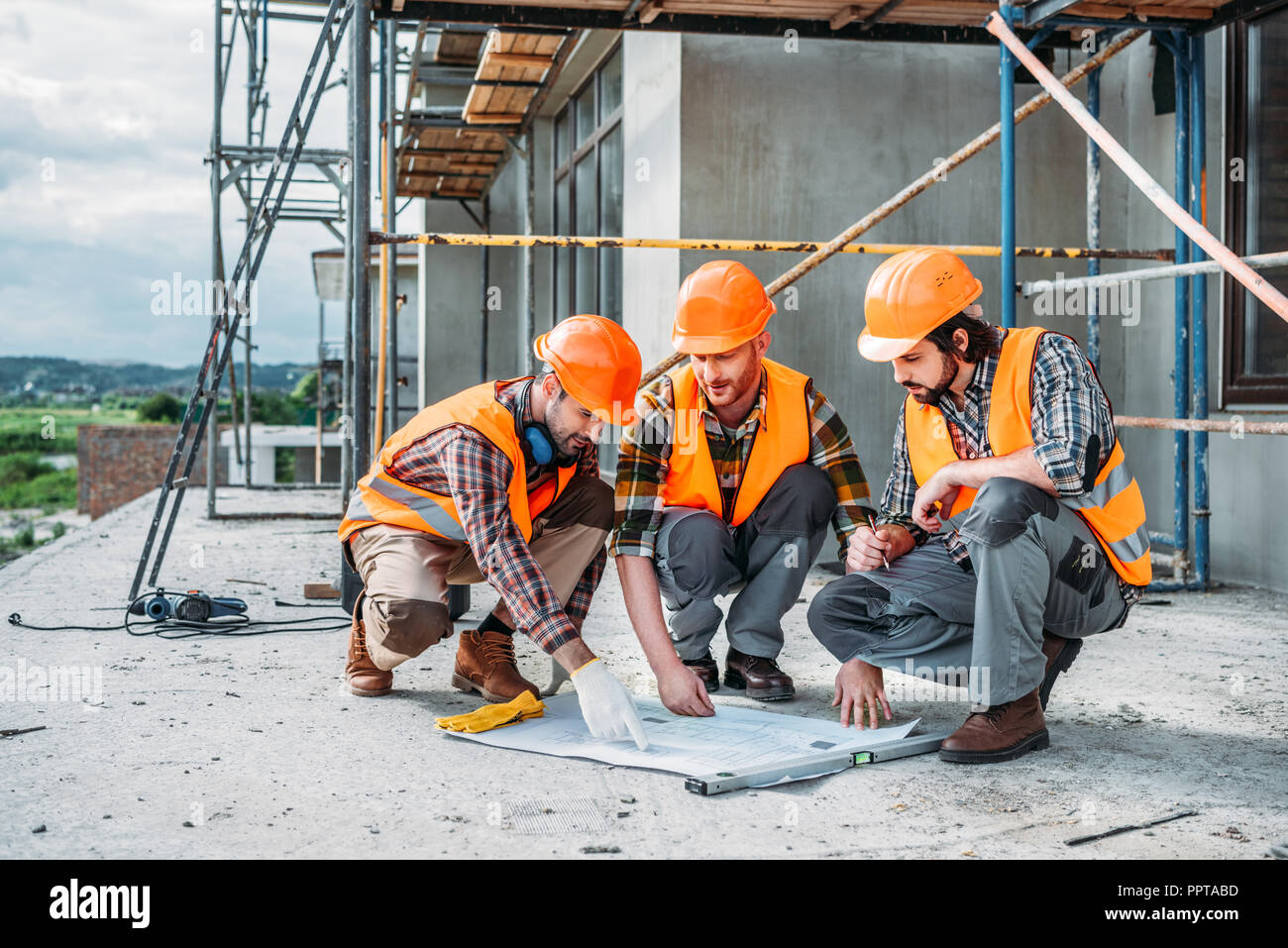 Close up caucasian team builders hi-res stock photography and images ...