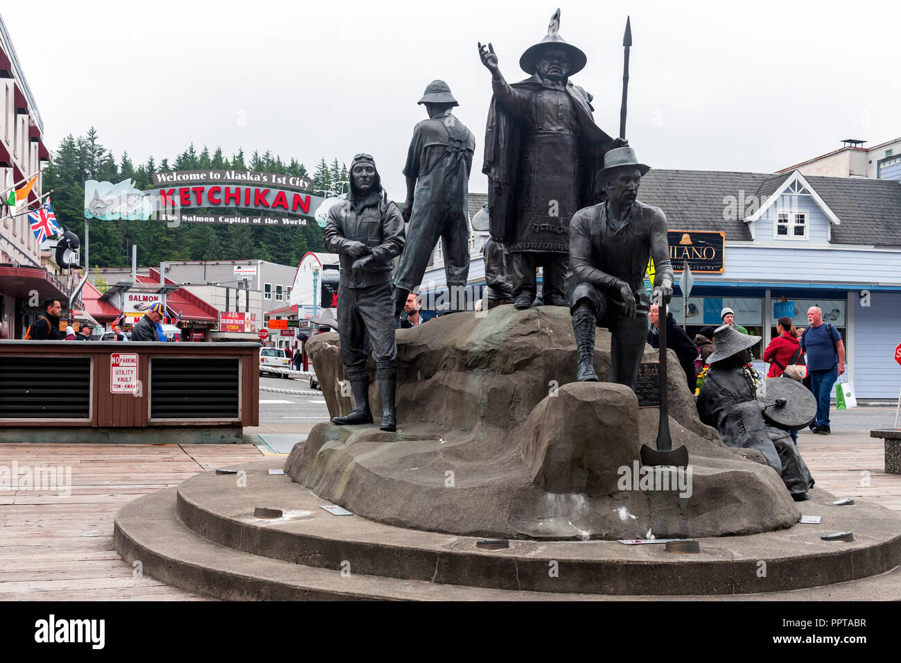 Dave Rubin's bronze monument "The Rock" ,Ketchikan, Alaska, USA Stock ...