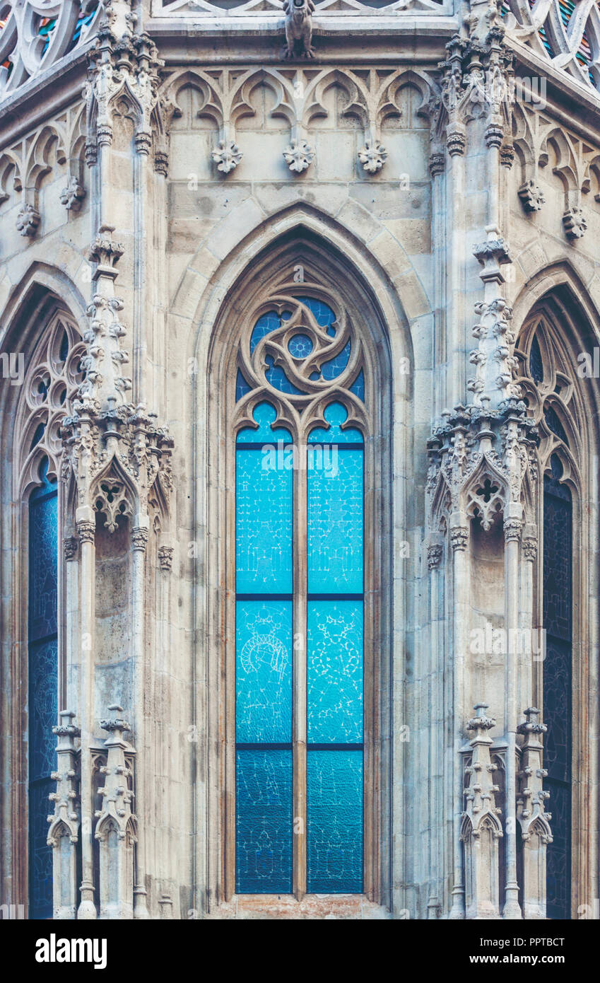 Ancient window glass of the Catholic Church Stock Photo - Alamy