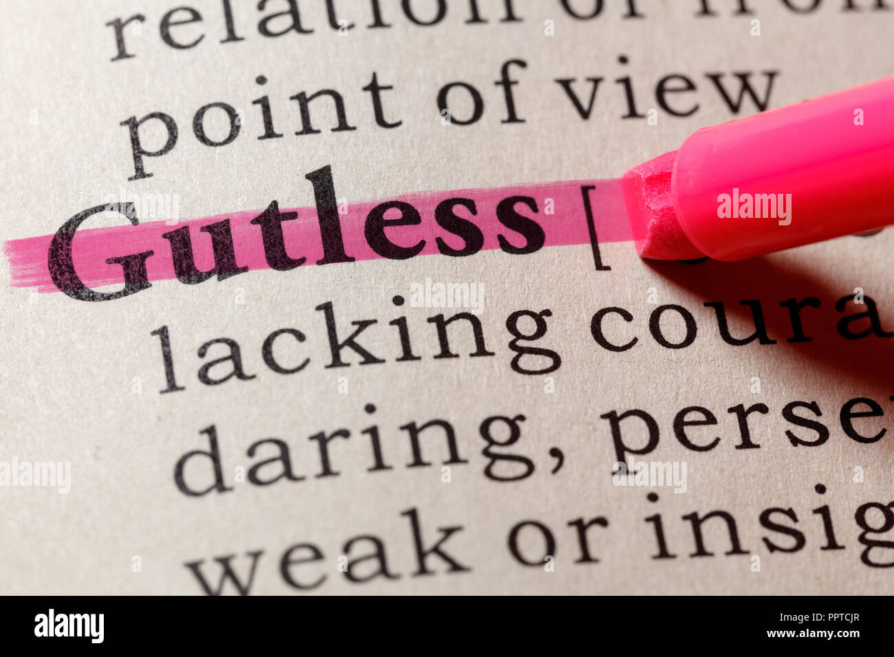 Fake Dictionary, Dictionary definition of the word gutless. including ...