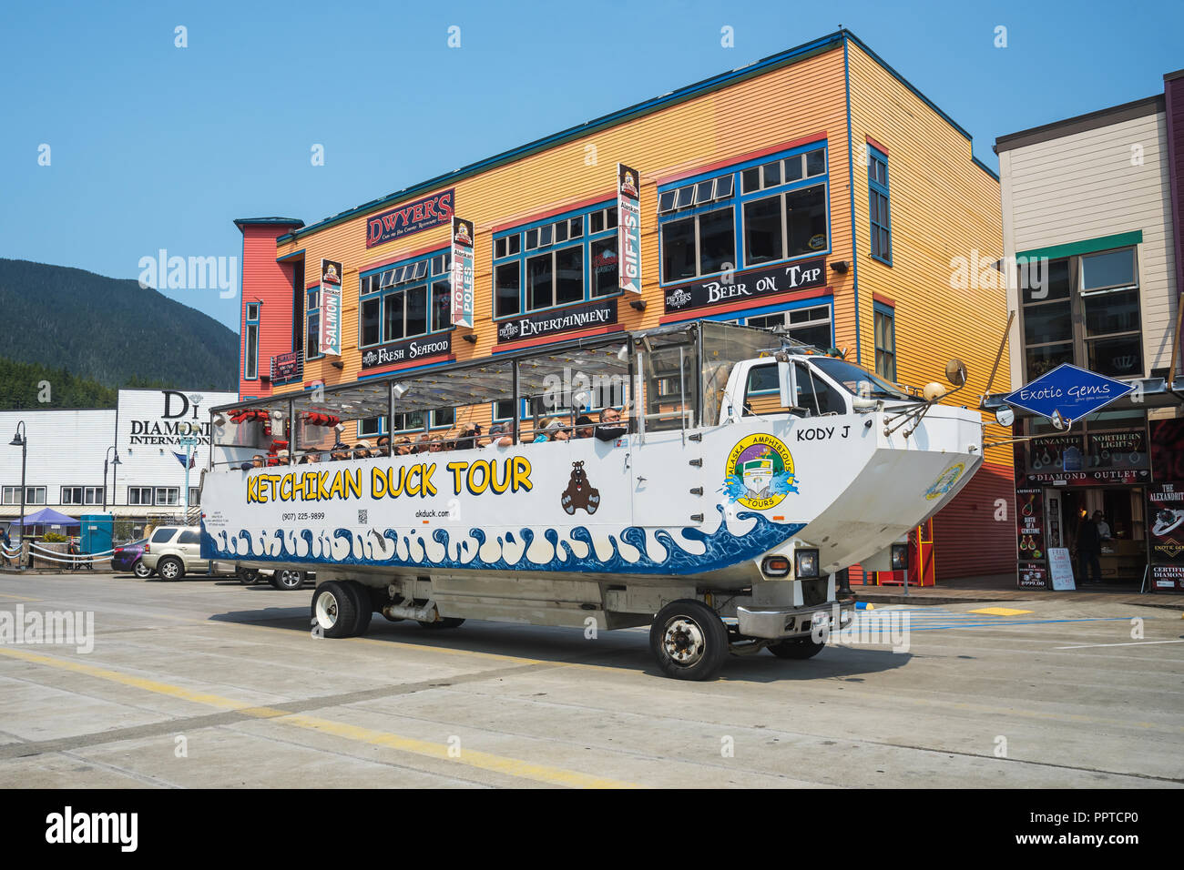 The Ketchikan Duck Tour amphibious vehicle near Dwyer's Crab and Fish ...
