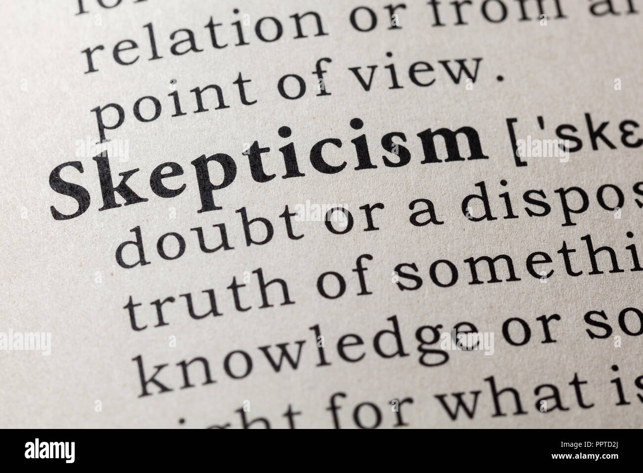 Fake Dictionary, Dictionary definition of the word skepticism. including key descriptive words ...