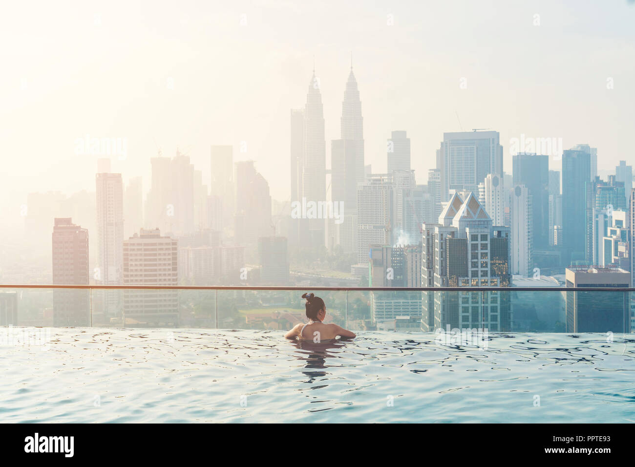 Swimming pool on roof top with beautiful city view kuala lumpur ...