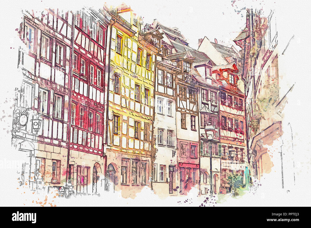 Watercolor painting germany hi-res stock photography and images - Alamy
