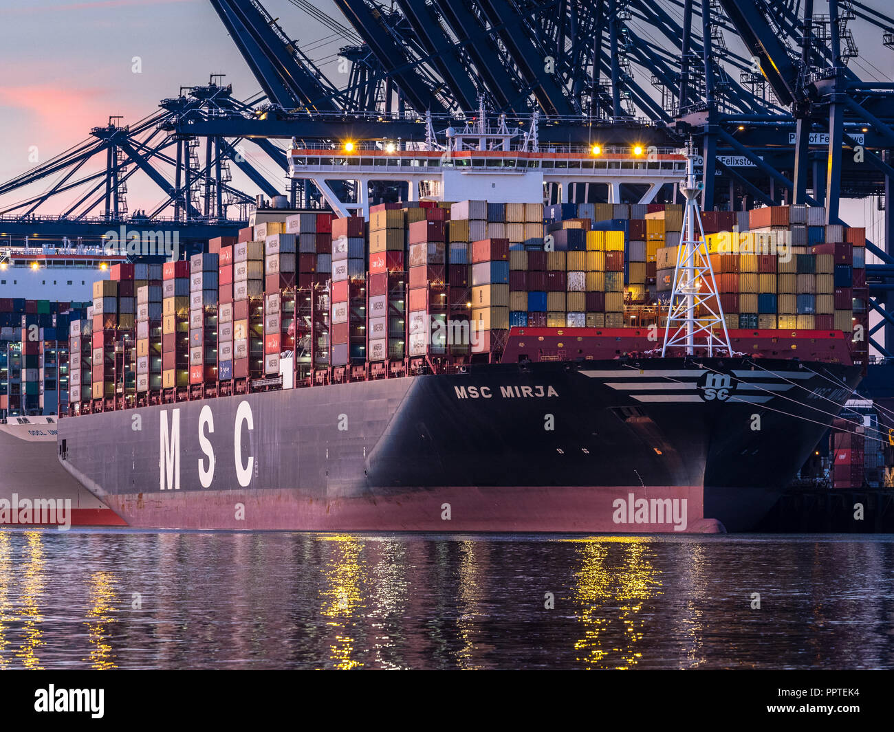 UK Trade - Containers Ships being loaded and unloaded in the Port of ...