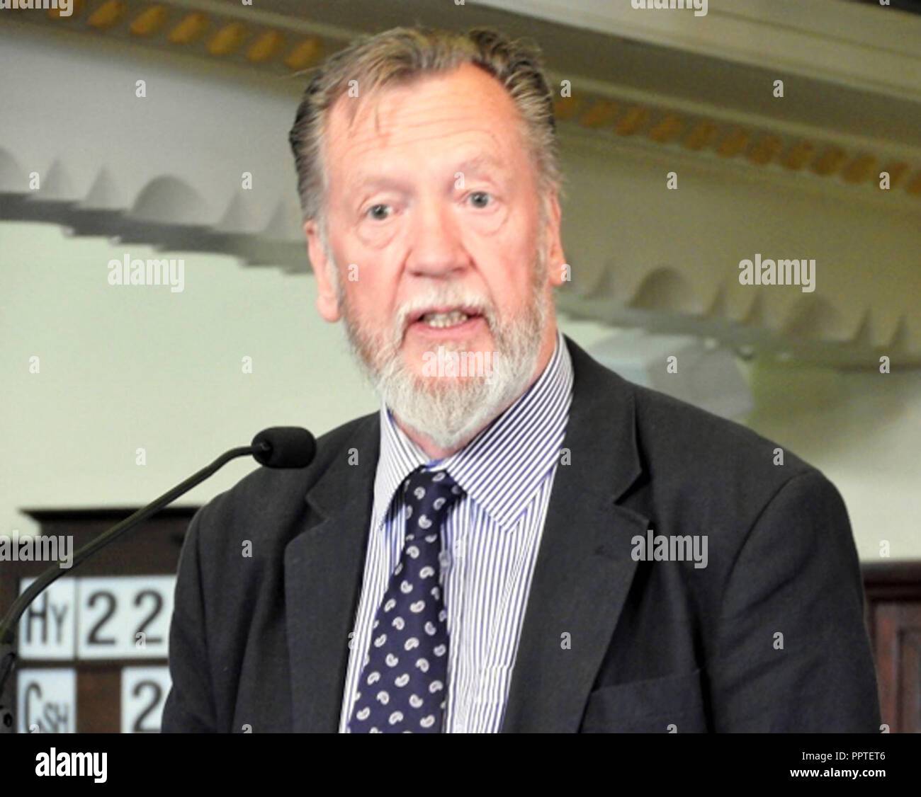 Chairman of the Ulster History Circle, Chris Spurr, addresses guests at ...