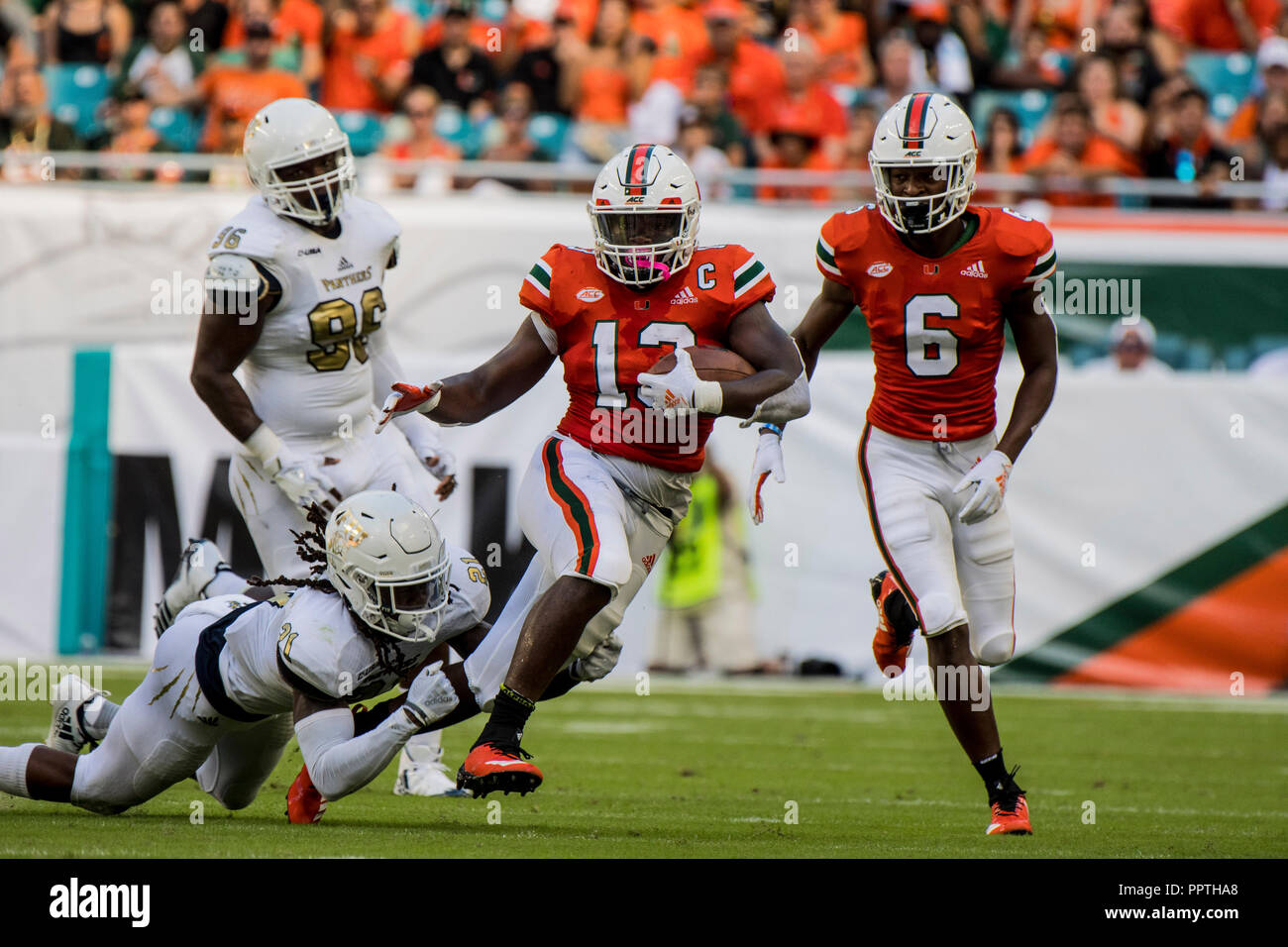 Miami Gardens, Florida, USA. 22nd Sep, 2018. DeeJay Dallas #13 of Miami ...