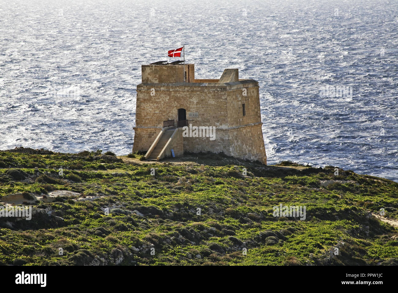 Dwejra tower on Gozo island. Dwejra Bay. Malta Stock Photo - Alamy